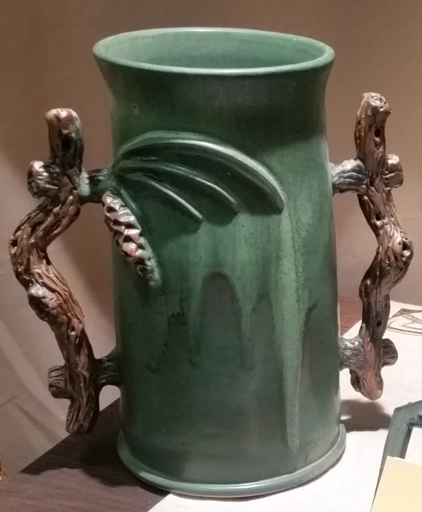 Pinecone vase with faux bois handles | Gyldcraft Art Pottery